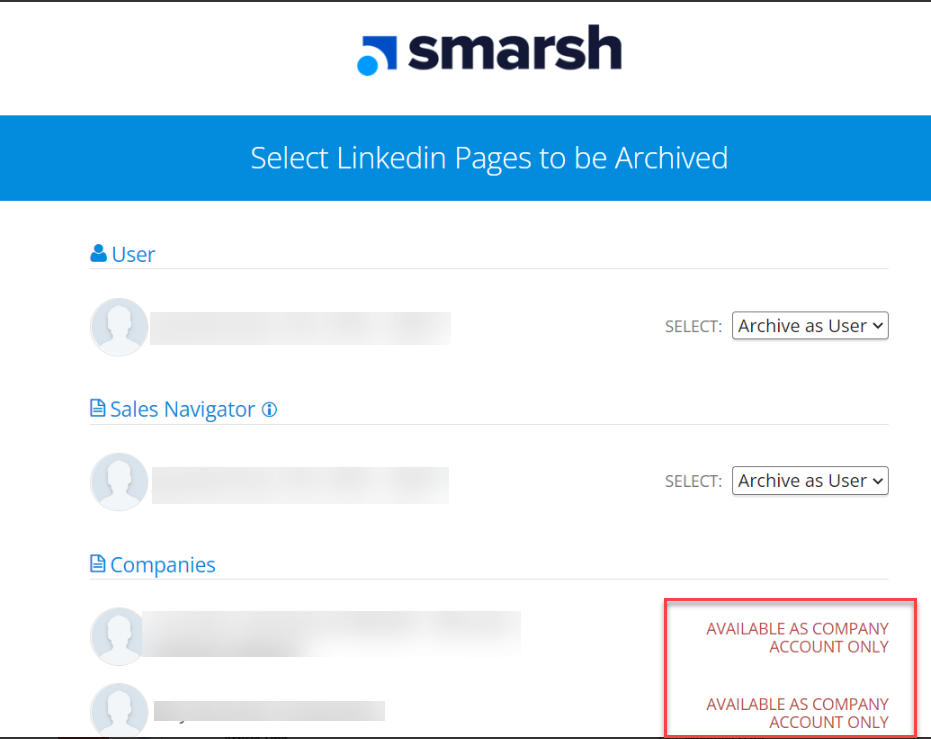 LinkedIn Error: Available as Company Only