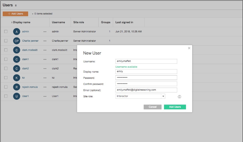 How to add user permissions for Tableau dashboard