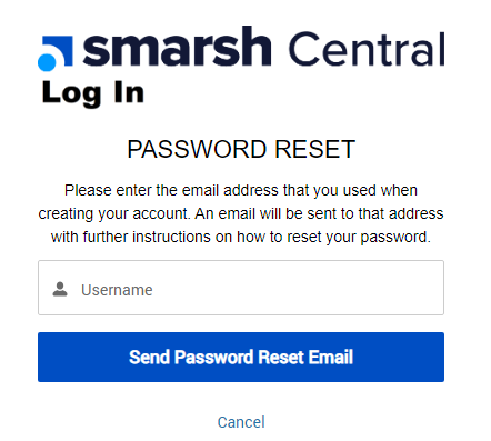 How to reset a Smarsh Central Email Login Password