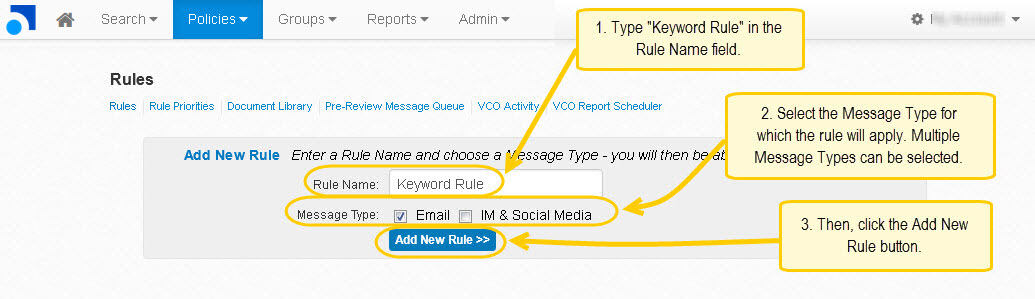 How do I configure a keyword/lexicon policy?