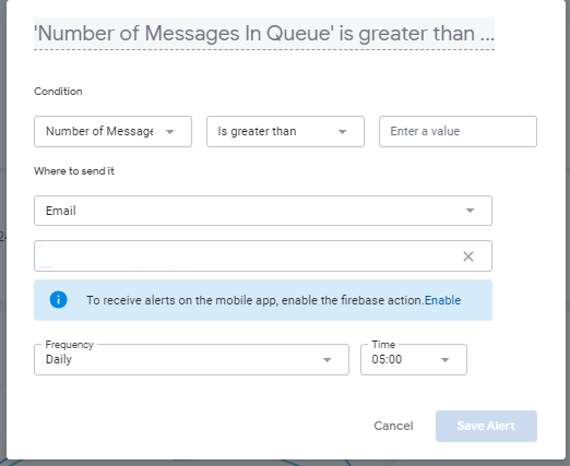 How to create a Queue Summary alert