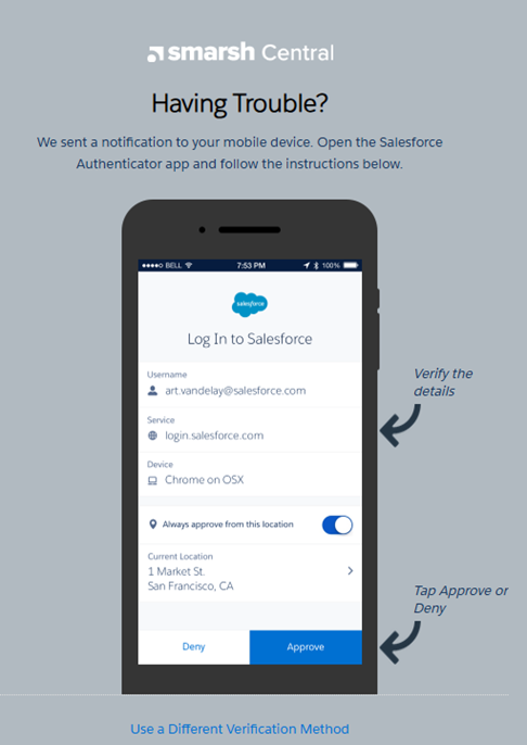 How to log in to Smarsh Central with multifactor authentication
